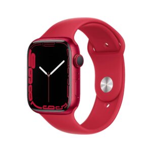 apple watch series 7 (gps, 45mm) (product) red aluminum case with (product) red sport band (renewed)