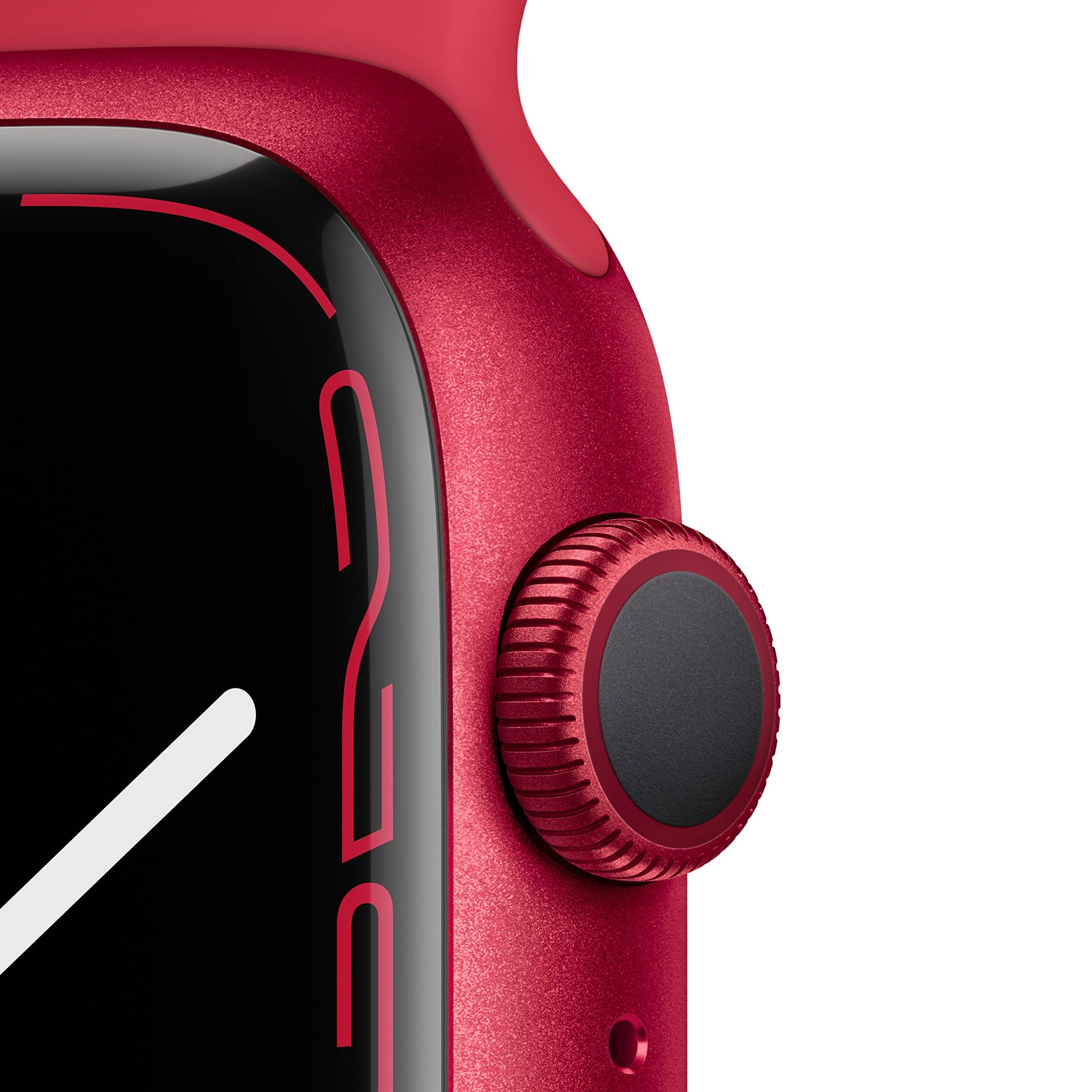 Apple Watch Series 7 (GPS, 45MM) (Product) RED Aluminum Case with (PRODUCT) RED Sport Band (Renewed)