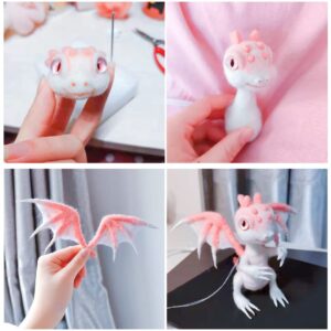 DEUXPER Needle Felting Kits Beginners, DIY Wool Felt Dragon Materials Set for Adults Kids, Needle Felting Craft Project Gift for Women Men