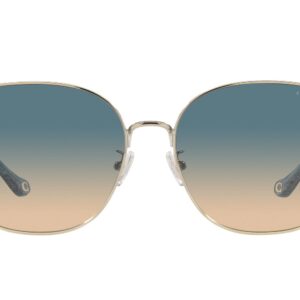 Coach HC7133 Sunglasses, Shiny Light Gold/Blue Yellow Gradient, 57 mm