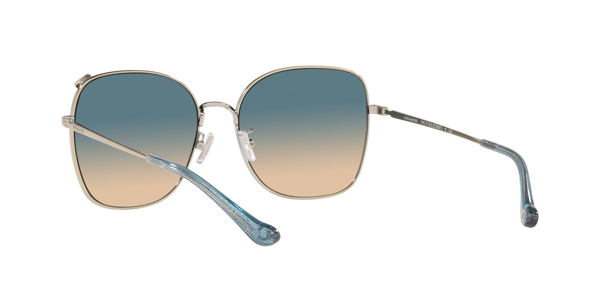 Coach HC7133 Sunglasses, Shiny Light Gold/Blue Yellow Gradient, 57 mm