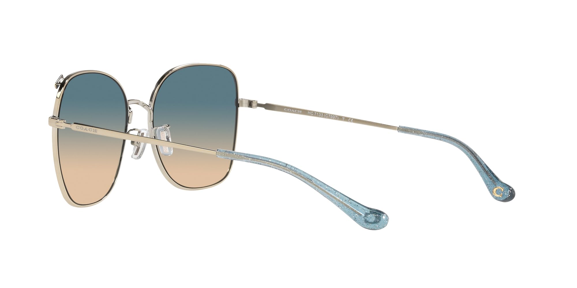 Coach HC7133 Sunglasses, Shiny Light Gold/Blue Yellow Gradient, 57 mm