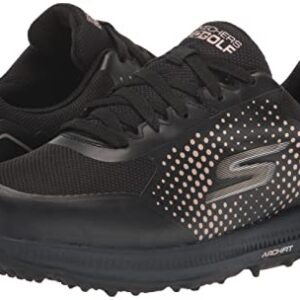 Skechers Women's Go Elite 5 Arch Fit Waterproof Golf Shoe Sneaker, Black/Rose Gold Sport, 8.5