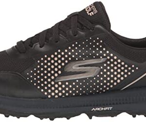 Skechers Women's Go Elite 5 Arch Fit Waterproof Golf Shoe Sneaker, Black/Rose Gold Sport, 8.5