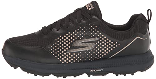 Skechers Women's Go Elite 5 Arch Fit Waterproof Golf Shoe Sneaker, Black/Rose Gold Sport, 8.5