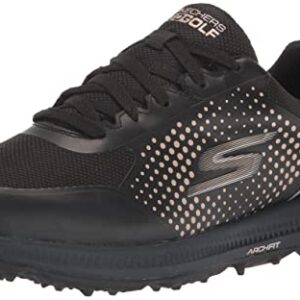 Skechers Women's Go Elite 5 Arch Fit Waterproof Golf Shoe Sneaker, Black/Rose Gold Sport, 8.5