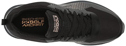 Skechers Women's Go Elite 5 Arch Fit Waterproof Golf Shoe Sneaker, Black/Rose Gold Sport, 8.5