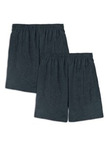 fruit of the loom men's eversoft cotton shorts with pockets (s-4xl), 2 pack-black heather, large