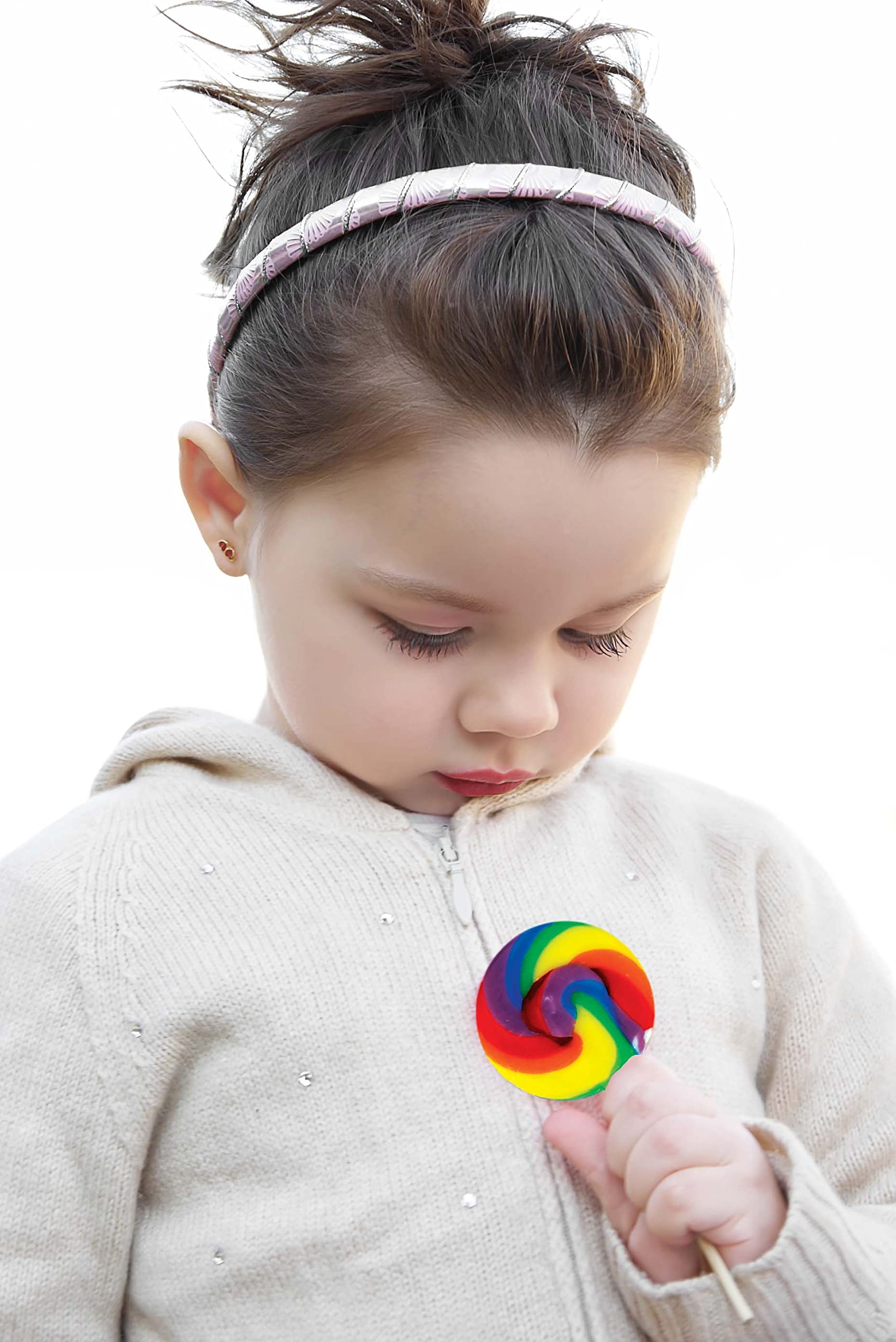 Mini Rainbow Swirl Lollipop Mixed Fruit Flavor Suckers, 38 Individually Wrapped Swirl Pop