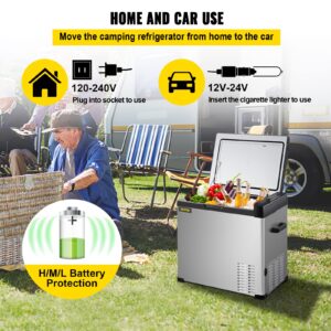 VEVOR 12 Volt Refrigerator, Portable Refrigerator (-4℉~68℉) With APP Control Car Compressor Fridge Cooler 12V/24V DC and 110-220V AC For Camping, Road Trip, Boat, Skincare, Outdoor and Home (53 Quart)