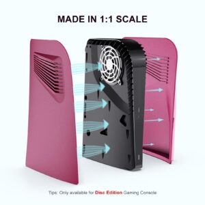 Plates for Disc Edition, Faceplate with Cooling Vents, Anti-Scratch Dustproof Protective Cover Plates for PS5 Disc Edition (Cosmic Red)