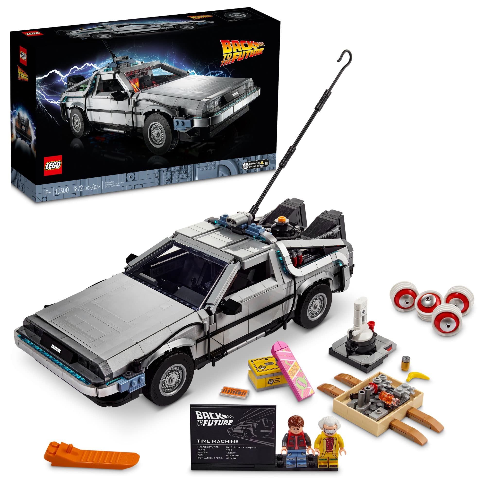 LEGO Icons Back to The Future Time Machine 10300, Model Car Building Kit based on The DeLorean from The Iconic Movie, Perfect Build for Teens and Adults Who Love to Create