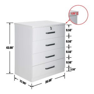 Better Home Products Carell Furniture Super Jumbo 4 Drawer Storage Chest Dresser in White