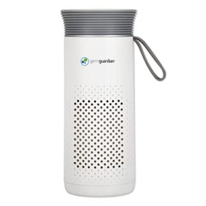 germguardian portable allergen air purifier for small spaces with usb cable, captures dust, pollens, mold spores, uv-c light helps reduce germs, 7” white, ac085