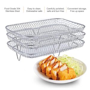 Asaim Dehydrator Stand 3 Layer Rectangle Dehydrator Rack for Ninja Dual Air Fryer, Stainless Steel Air Fryer Rack Accessories Compatible with Ninja Foodi Pressure Cooker and Air Fryer DZ201 DZ100