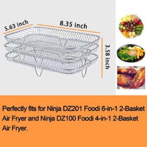 Asaim Dehydrator Stand 3 Layer Rectangle Dehydrator Rack for Ninja Dual Air Fryer, Stainless Steel Air Fryer Rack Accessories Compatible with Ninja Foodi Pressure Cooker and Air Fryer DZ201 DZ100