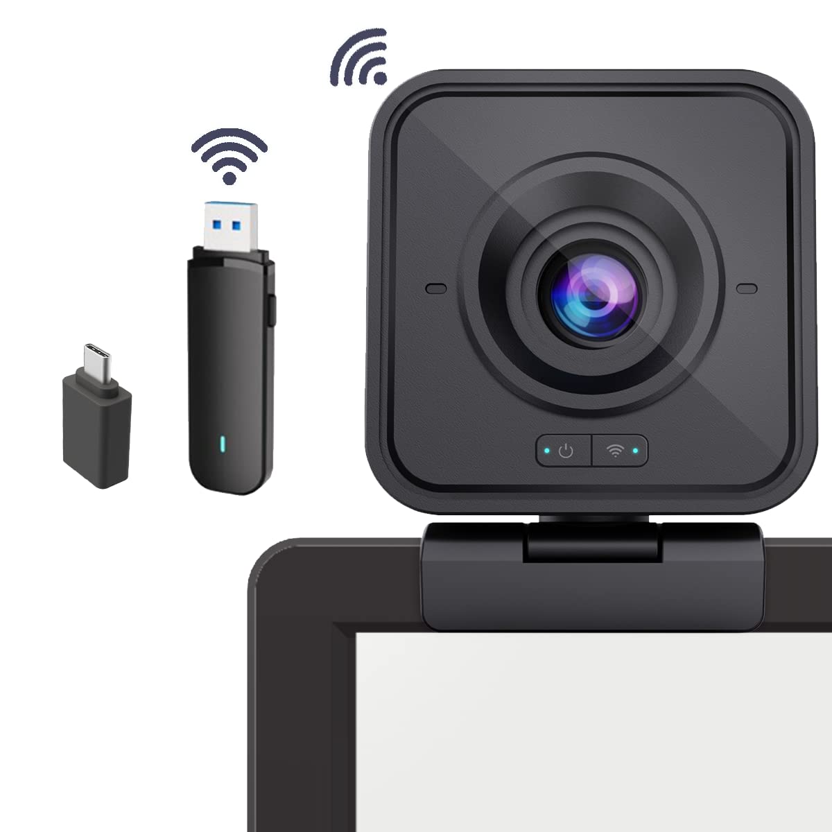 Project Telecom Marconi Wireless HD 1080p Webcam, 2MP, USB-A & USB-C, PC, Laptop, Streaming, Built in Mic, Video Conference Calling, Webinars, Gaming, Compatible with Ecamm Live