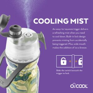 O2COOL Mist 'N Sip Misting Water Bottle 2-in-1 Mist And Sip Function With No Leak Pull Top Spout Sports Water Bottle Reusable Water Bottle - 20 oz (Green Camo)