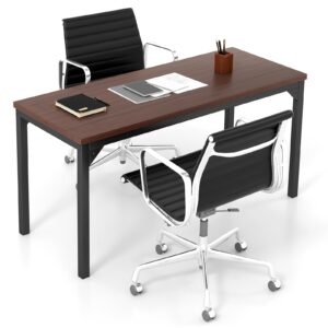 costway 4.5ft conference table, 55” x 24” large meeting room table w/heavy duty steel frame, modern computer desk for home, office, conference room, easy assembly (1)