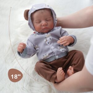 WOOROY Realistic Reborn Baby Dolls Boy - 18 Inch Lifelike Baby Doll Levi Real Life Baby Dolls That Look Real Soft Weighted Sleeping Newborn Baby Dolls Gift Toy for Age 3+