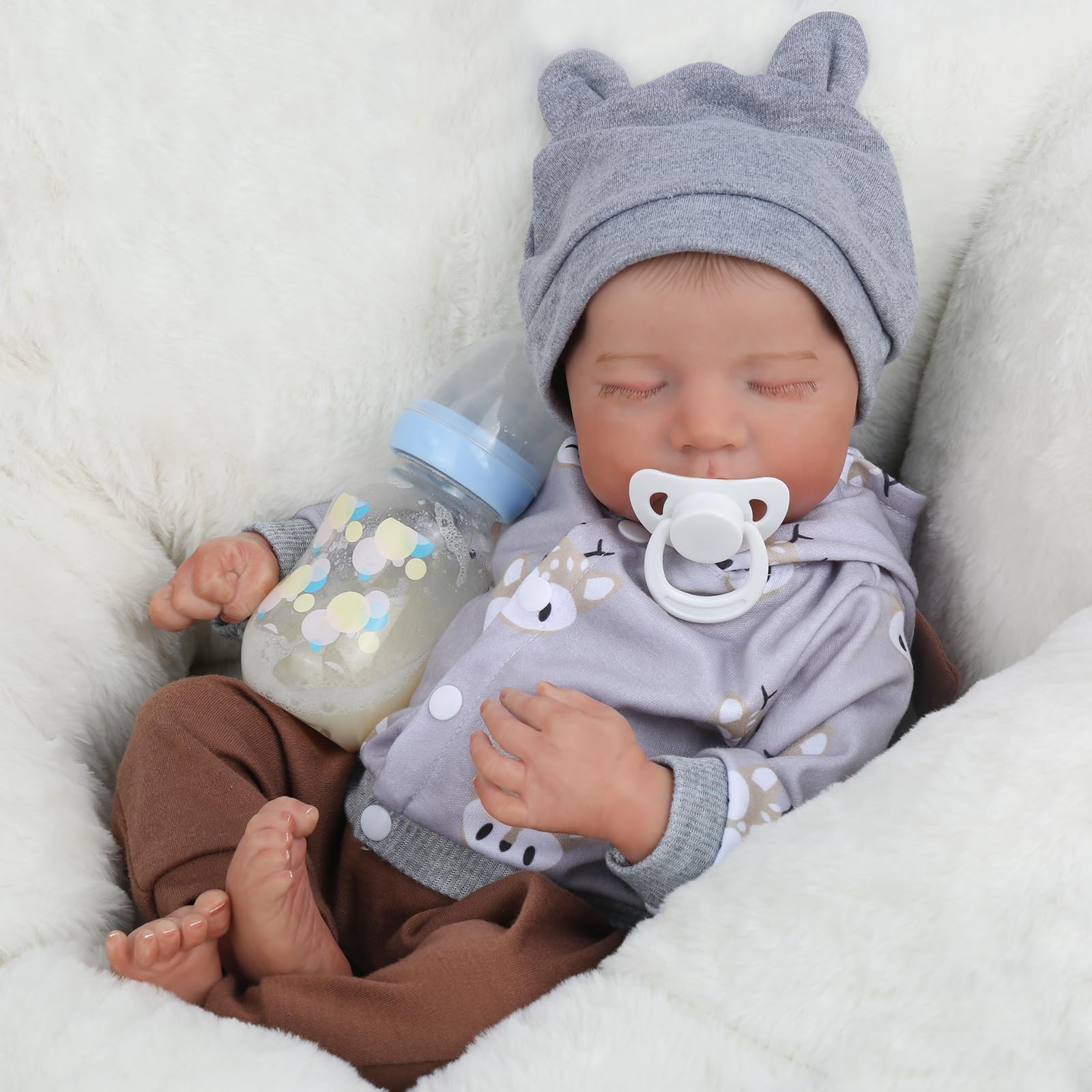 WOOROY Realistic Reborn Baby Dolls Boy - 18 Inch Lifelike Baby Doll Levi Real Life Baby Dolls That Look Real Soft Weighted Sleeping Newborn Baby Dolls Gift Toy for Age 3+