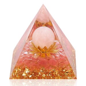 hopeseed orgone pyramid flower of life orgonite rose quartz healing crystal pyramid chakra reiki positive energy generator for reduce stress promote relationships and bring success spiritual gift