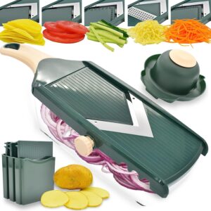 nacolus adjustable mandoline food slicer for kitchen,ultra sharp v-blade vegetable slicer with container,slicer vegetable cutter,julienne slicer, potato slicer for apple,onion,tomato lemon slicer