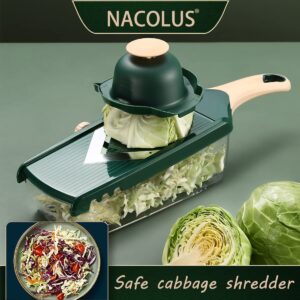 NACOLUS Adjustable Mandoline Food Slicer for Kitchen,Ultra Sharp V-blade Vegetable Slicer with Container,Slicer Vegetable Cutter,julienne slicer, Potato Slicer for Apple,Onion,Tomato lemon Slicer