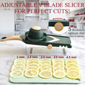 NACOLUS Adjustable Mandoline Food Slicer for Kitchen,Ultra Sharp V-blade Vegetable Slicer with Container,Slicer Vegetable Cutter,julienne slicer, Potato Slicer for Apple,Onion,Tomato lemon Slicer