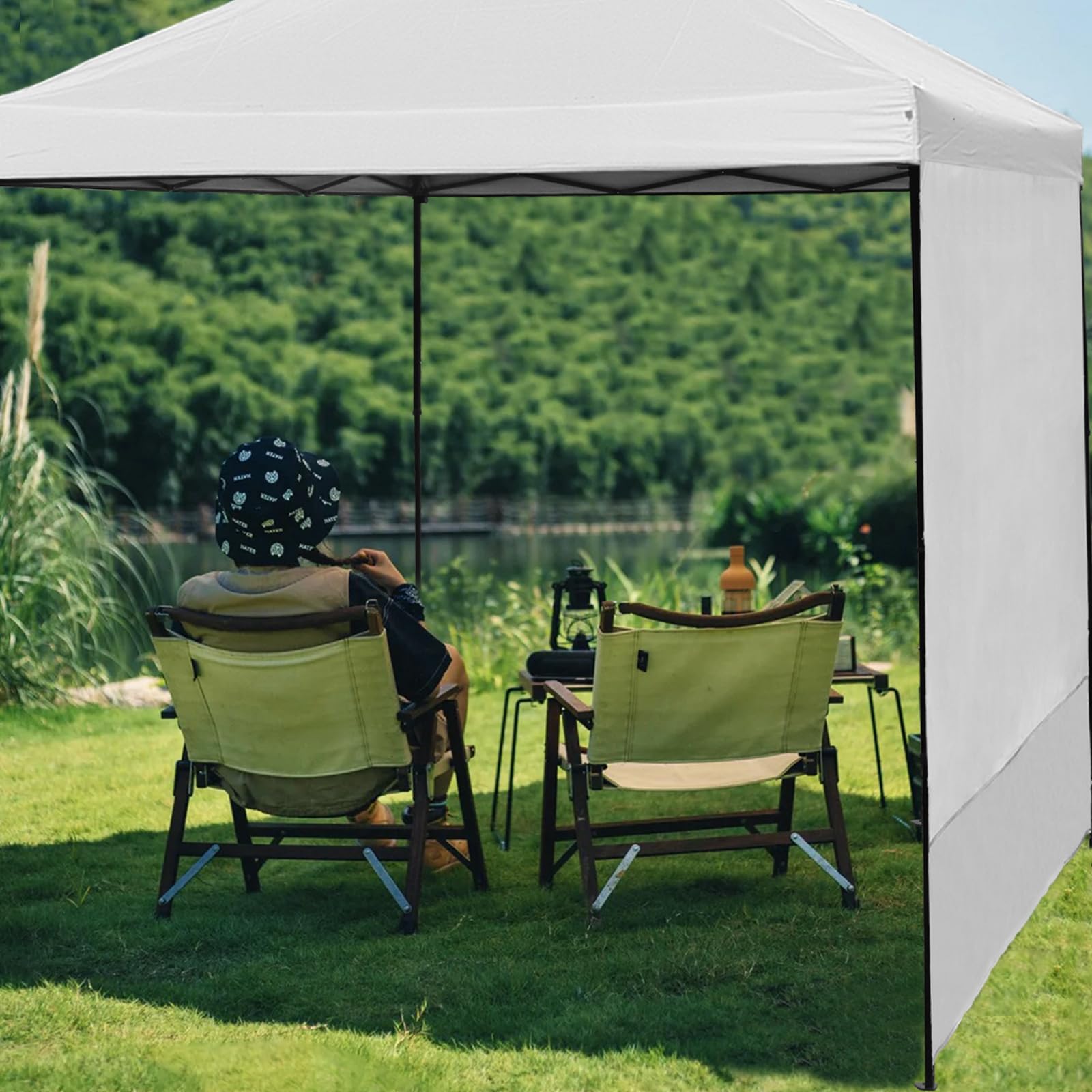 NINAT Canopy Sunwall Sidewall Gazebos Tent Waterproof for 8x8ft Pop up Canopy Straight Leg Gazebos Outdoor Instant Canopies 1 Pcs White Canopy Sidewall Only