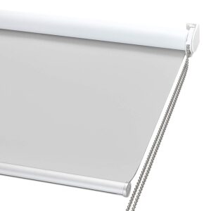 chrisdowa 100% blackout roller shade, window blind with thermal insulated, uv protection fabric. total blackout roller blind for office and home. easy to install.lightgrey,65" w x 72" h