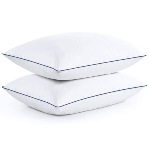 puredown® white goose feather and down pillows, 2 pack luxury bed pillows for sleeping with 100% cotton cover, king size