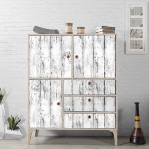 White Grey Wood Wallpaper Shiplap Peel and Stick Wallpaper 17.7inchx118.1inch White Wood Plank Contact Paper Wood Peel and Stick Wallpaper Rustic Self Adhesive Decorative Wallpaper for Kitchen Vinyl