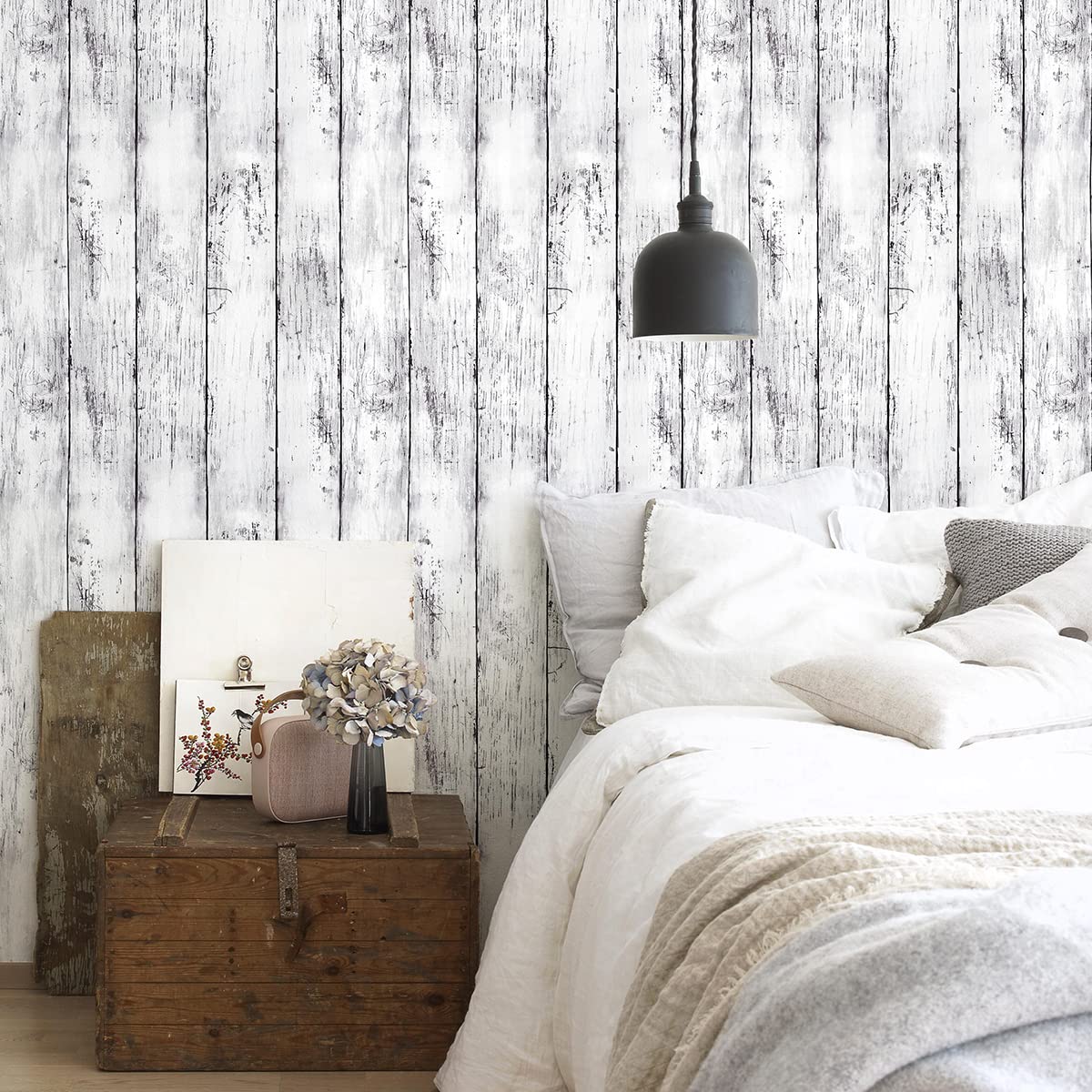 White Grey Wood Wallpaper Shiplap Peel and Stick Wallpaper 17.7inchx118.1inch White Wood Plank Contact Paper Wood Peel and Stick Wallpaper Rustic Self Adhesive Decorative Wallpaper for Kitchen Vinyl