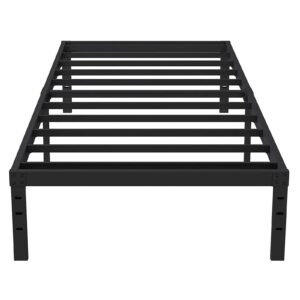 ominight twin bed frame 18 inch tall metal frames 3500lbs heavy duty steel slat support platform no box spring needed easy assembly-black…