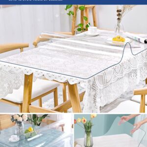 16X48 Inch Clear PVC Table Cover 1.5mm Thick Crystal Table Topper Protector Rectangular Vinyl Plastic Desk Pad Transparent Tablecloth for Side End Table Night Stand Dresser