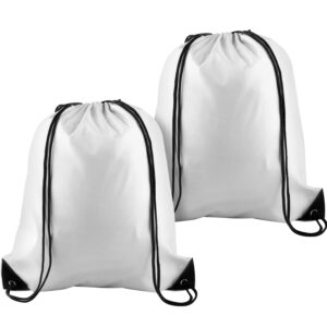 kuuqa 2 pcs white drawstring backpack drawstring bag bulk sports cinch bags string backpack storage bags for gym traveling