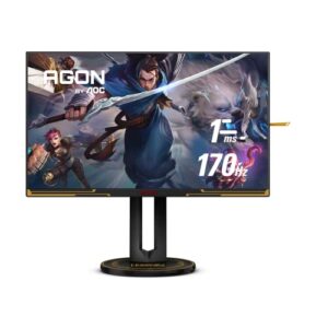 aoc agon pro ag275qxl 27" league of legends official tournament gaming monitor, qhd 2k 170hz 1ms, g-sync compatible, height-adjustable, ps5 xbox switch