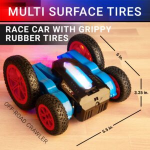 Force1 Tornado Red LED Remote Control Car for Kids - Double Sided Fast RC Car, 4WD Off-Road Stunt Car with 360 Flips, All Terrain Tires, LEDs, RC Crawler Rechargeable Toy Car Battery, Kids Car Remote