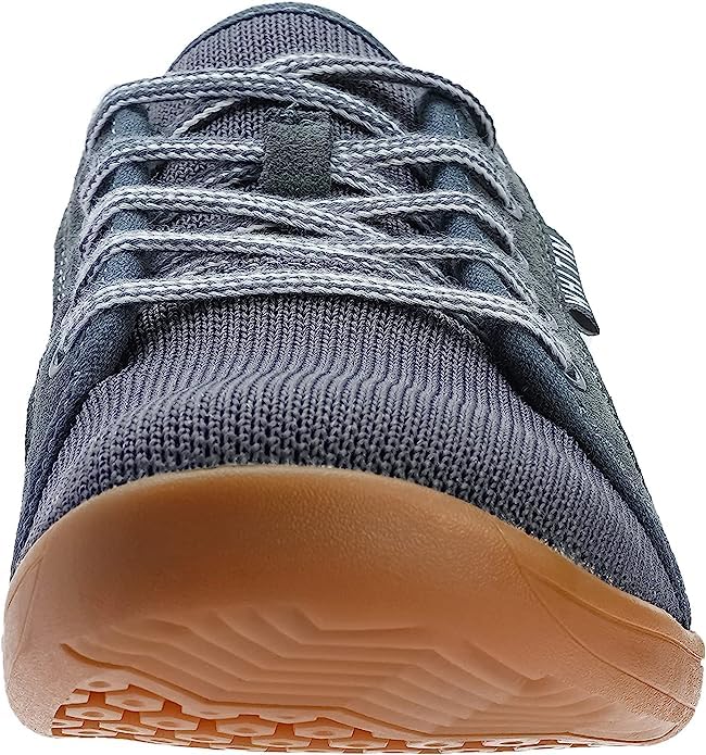 WHITIN Men's Extra Wide Width Casual Barefoot Sneakers Zero Drop Sole W81 Size 12W Minimus Minimalist Tennis Shoes Fashion Walking Grey Gum 45