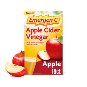 emergen-c apple cider vinegar vitamin c fizzy drink mix, dietary supplement for immune support, apple - 18 count