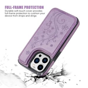 JOYAKI Wallet Case Compatible with iPhone 13 Pro Max,Slim Protective case with Card Holder,PU Leather Kickstand Card Slots Case with a Free Screen Protective Glass for iPhone 13 Promax(6.7")-Purple