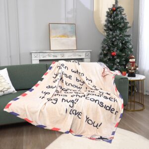 TURMTF Best Gifts for Mom Birthday Christmas, Wrap Mom in Cozy Love, I Love You Blanket to Mom Gifts from Daughter Son, Blanket for Mom 50 "x60