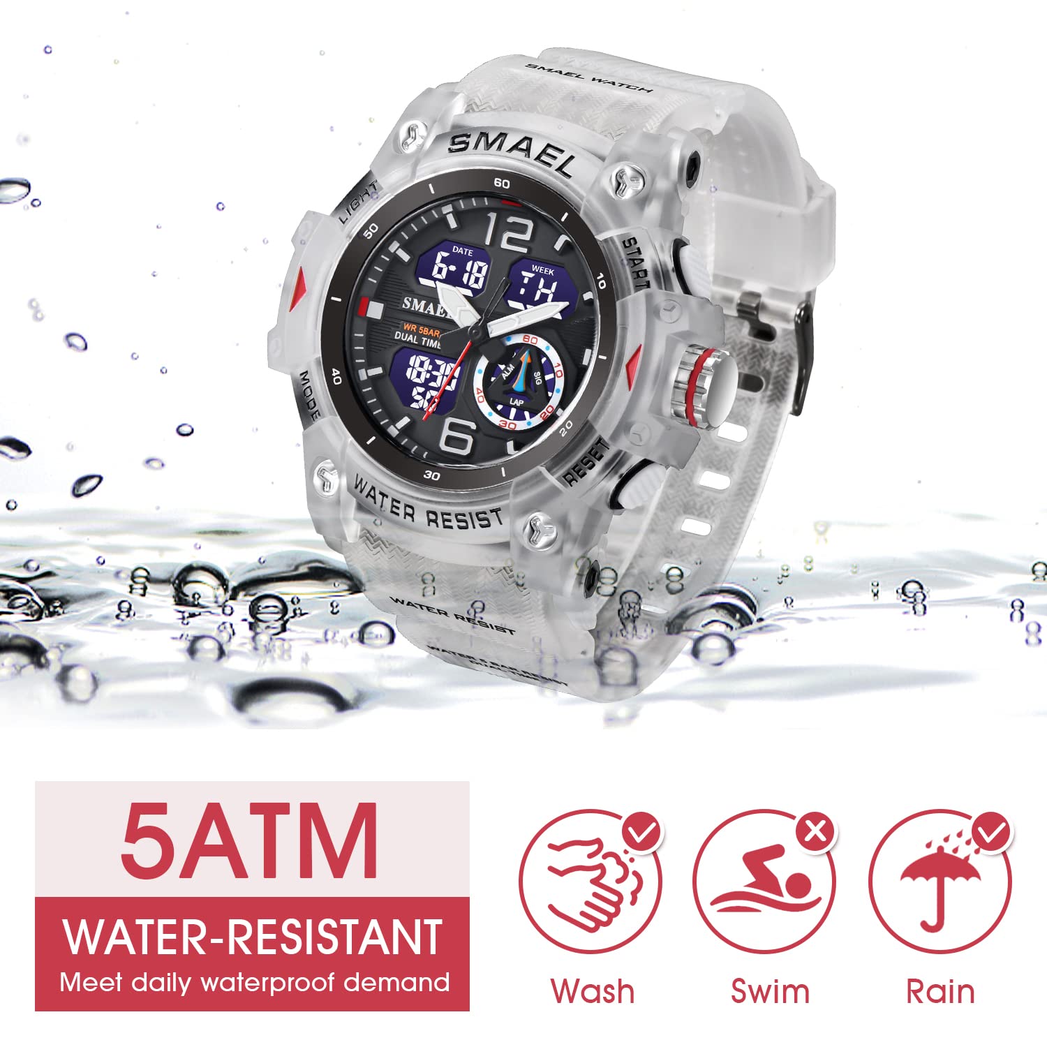 LAVAREDO Mens Digital Watch, Sport Watches for Men Outdoor Military Digital Analog Stopwatch Waterproof Multifunctional Wrist Watch