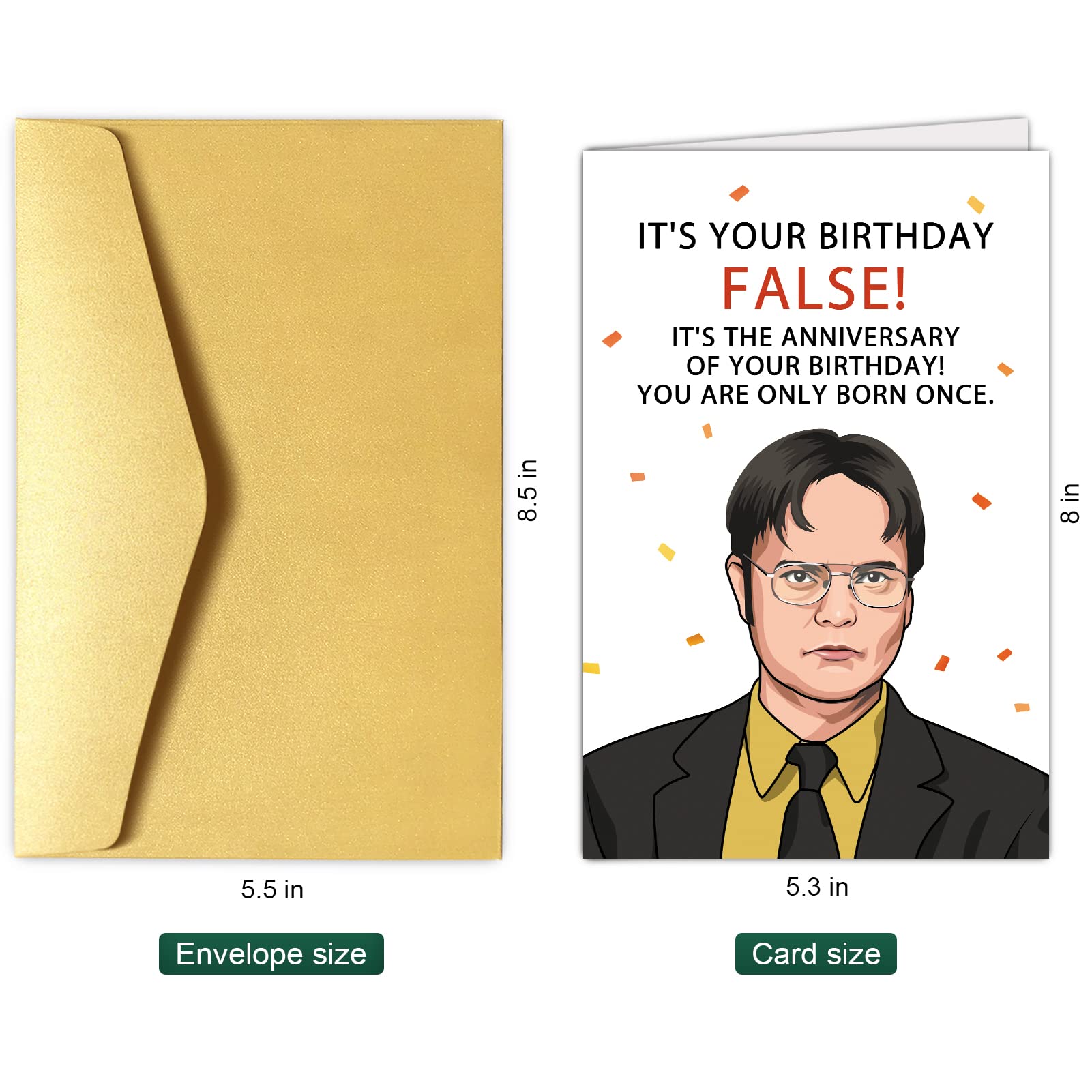 Chenive Funny Office Birthday Card, Dwight Schrute Birthday Card, Bday Greeting Card, It is Your Birthday False