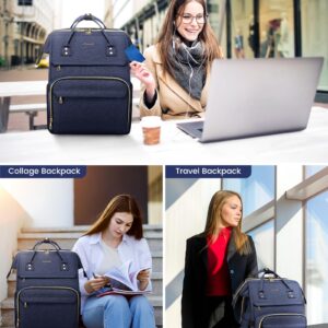 LOVEVOOK Laptop Backpack Women, 15.6 Inch Computer Backpack with Charger, Water Resistant Teacher Bag Work Backpack with Laptop Compartment for Travel Business College, Blue