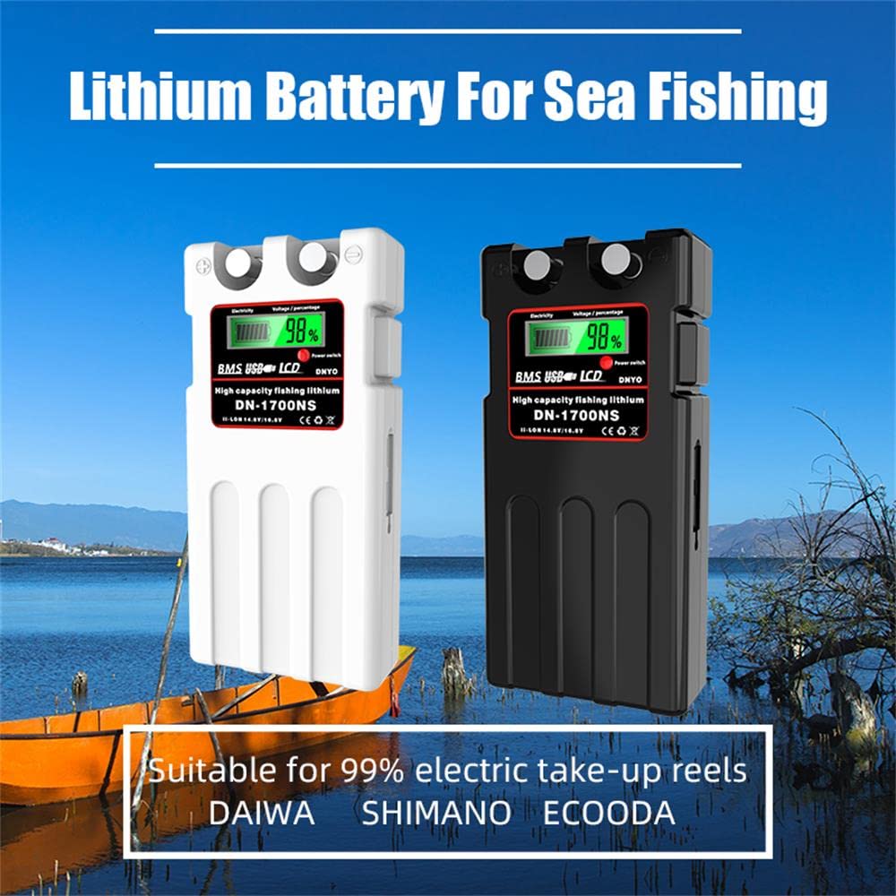 14.8V Rechargeable Lithium Batterries for Sea Fishing Vessels and for Electric Fishing Reel Lithium Battery . Compatible for Daiwa&Shimano Electric Fishing Reels. (Black)