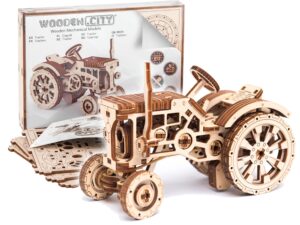 wooden.city 3d wooden tractor puzzle - model tractor kits wooden 3d puzzles for adults - tractor wooden craft model building kits for adults - 3d wooden model kit for adult to build tractor 164 parts