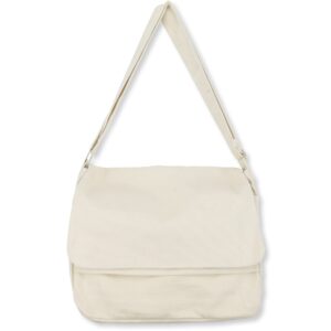 canvas messenger bag cross body bag shoulder bag simple design thick and sturdy (beige)