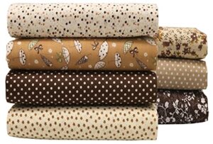 ozxchixu 7pcs/lot coffee series floral cotton fabric quilting patchwork fabric fat quarter bundles fabric for scrapbooking cloth sewing diy crafts handmade bags pillows 19.7x19.7inches